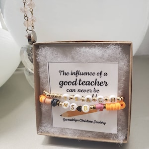 Teach Bracelet Teacher Bracelets/teacher Gifts/ Pencil Bracelet/heishi ...