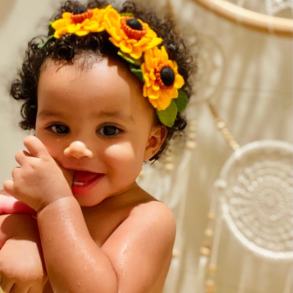 Baby Sunflower Headband, Fall Sunflower Crown, Sunflower Headpiece ...