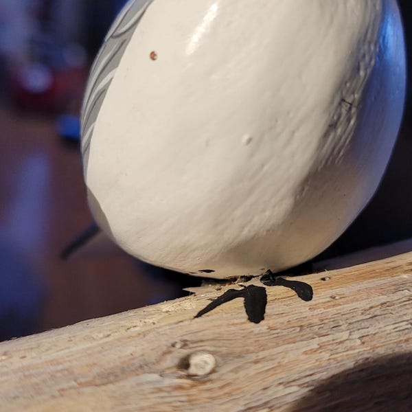 Chickadee Pair on Log- Hand Carved Wooden Bird - 7"l - Etsy