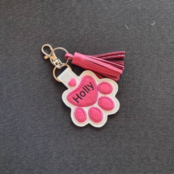 Paw Key Chain, Key Fob, Snap Tab, ITH, Digital File, Embroidery Design ...