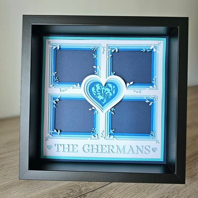 3D Family Gallery Shadow Box, Custom Name, Multi Photo Frame, Family ...