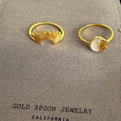 Sun Ring Dainty Sun Ring Stacking Ring Mother of Pearl Ring Rising Sun ...