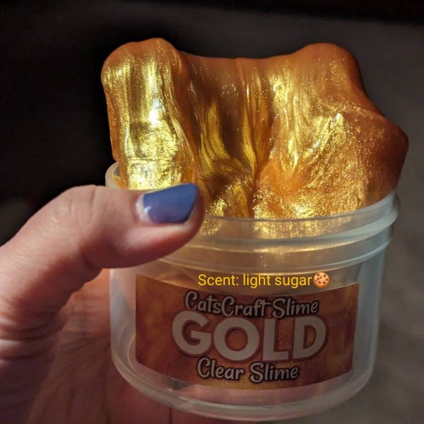 SCENTED Slime "gold" Pigmented Stretchy Clear Satisfying Slime ASMR 6oz ...