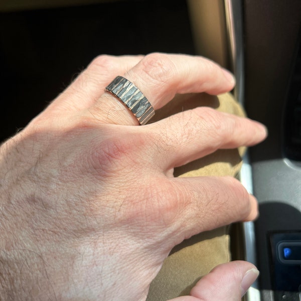 Crystallized Titanium Wedding Band, Titanium Ring, Mens Wedding Band ...