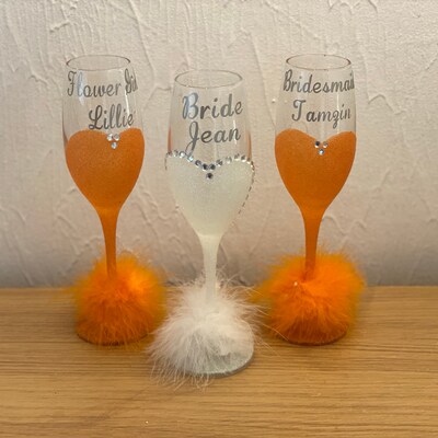 Wedding Personalised Glitter Glasses Champagne Flute Bride - Etsy UK