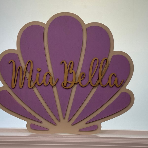 Personalized Seashell Name Sign - Under the Sea Wooden Sign - Ocean ...