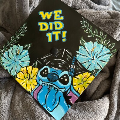 Hand Painted Stitch Theme Graduation Cap Topper - Etsy