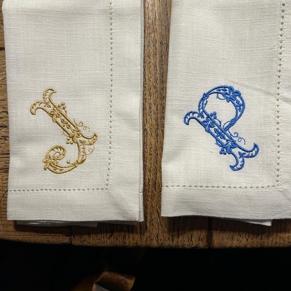 Ornate Embroidered Monogram Napkin Embroidered on Cotton or Linen - Etsy