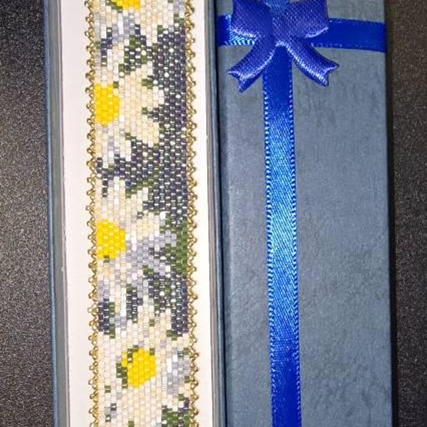 Pattern Peyote Bracelet, Daisy Peyote Stitch Pattern, Seed Bead Pattern ...