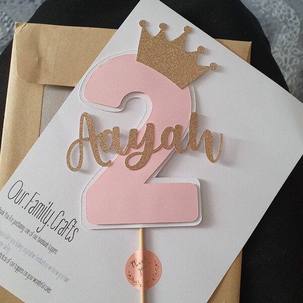 Princess and Prince Number Two Children's 2nd Birthday Cake Topper ...