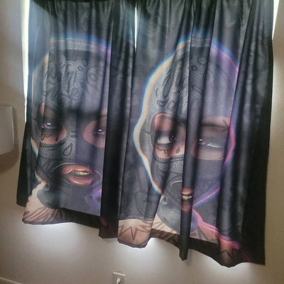 Horror Face Curtain, Halloween Decor, Blackout Curtain, Gothic Room ...