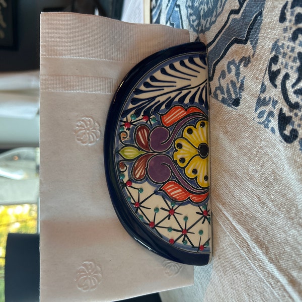 Talavera Napkin Holder Ceramic Multicolored Cobalt Blue Orange,green ...