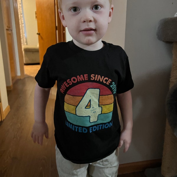 Awesome Since 2021, 4th Birthday Shirt, Hello Four, 4th Birthday ...