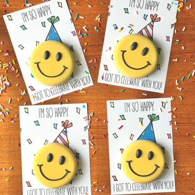 Party Hat Cookie Card Printable, 3.5x5, Smiley Face Birthday Cookies ...