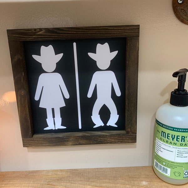 Cowboy Cowgirl Silhouette Western Bathroom Decor Sign - Etsy
