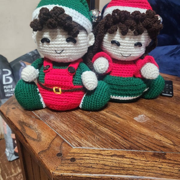 2 in 1 Christmas Elf Crochet Pattern - Girl + Boy Amigurumi Elf ...