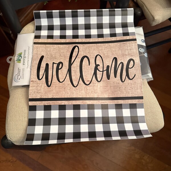 Hello Winter Flag, Plaid Garden Flags, Winter Pinecone Garden Flag ...