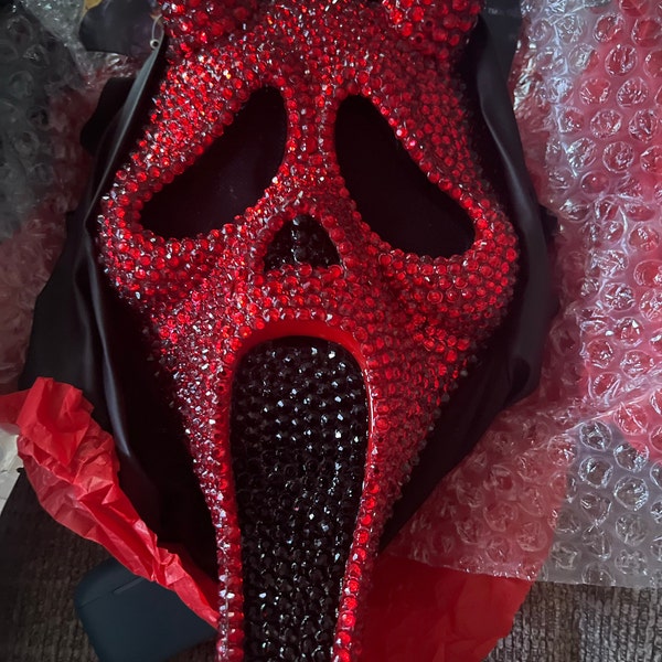 Ghostface Scream Iridescent Bling Rhinestone Crystal Mask - Etsy