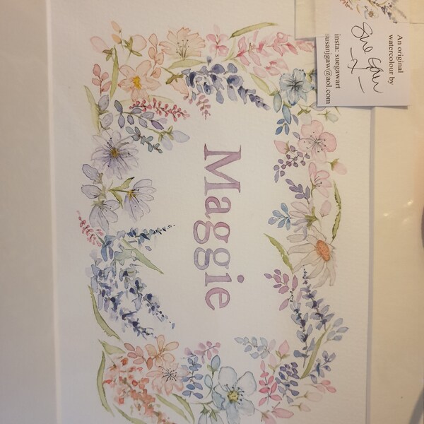 Original Painted Floral Wreath (personalised Wording Optional) - Etsy