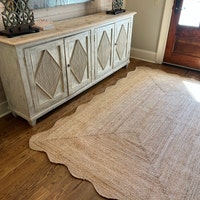 Natural Jute Rug Wavy Edge Rug, Scalloped Jute Rug, Bohemian Rug, Jute ...