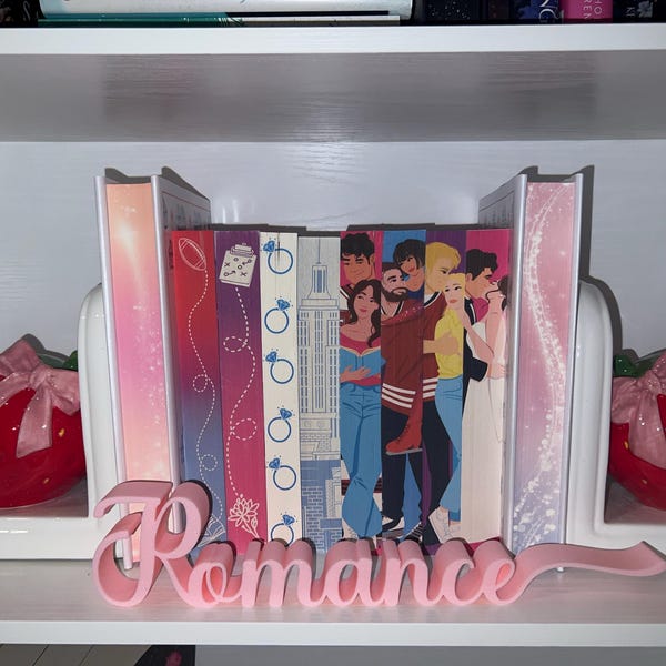 Romance Bookshelf Sign Library Book Lover Gift Custom Colors Book Club ...
