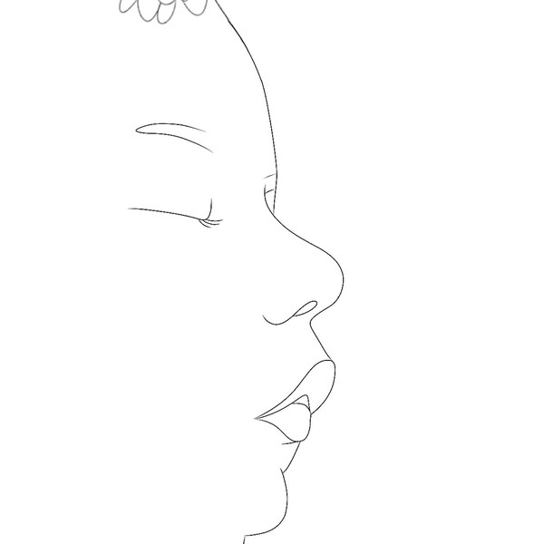 Side Profile Drawing With Birth Flower | Custom Portrait Outline - Etsy