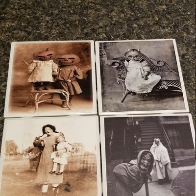 Creepy Vintage Costume Coasters Ceramic Tile Coasters Halloween Decor ...