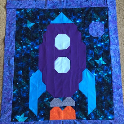 Rocket Baby Quilt Pattern, 3 Sizes: 36x42, 24x28, 48x56, Little Boy ...