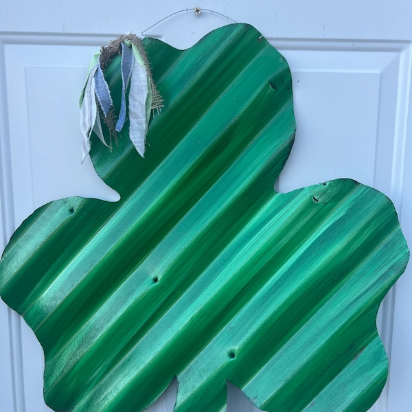 Large Corrugated Tin Shamrock / Rustic Tin Shamrock / Tin St. Patrick's ...
