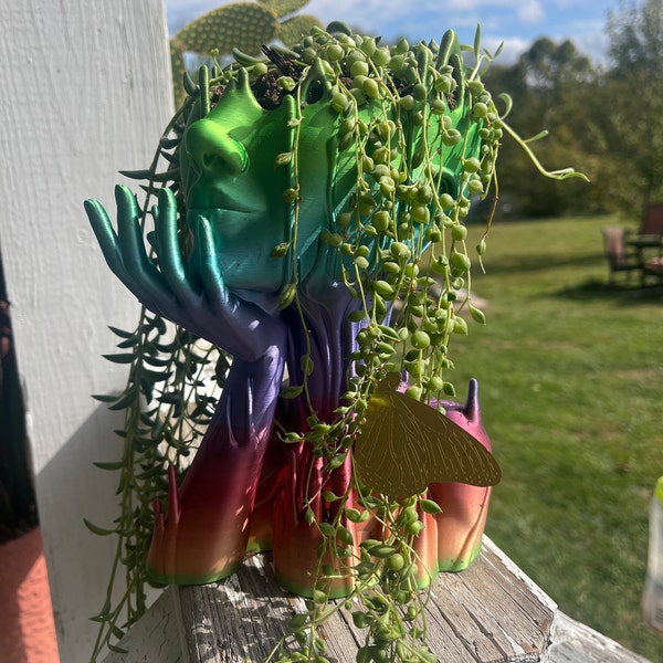 Medusa Head Planter: 3D Printed Melted Woman Face Flower Pot - Etsy