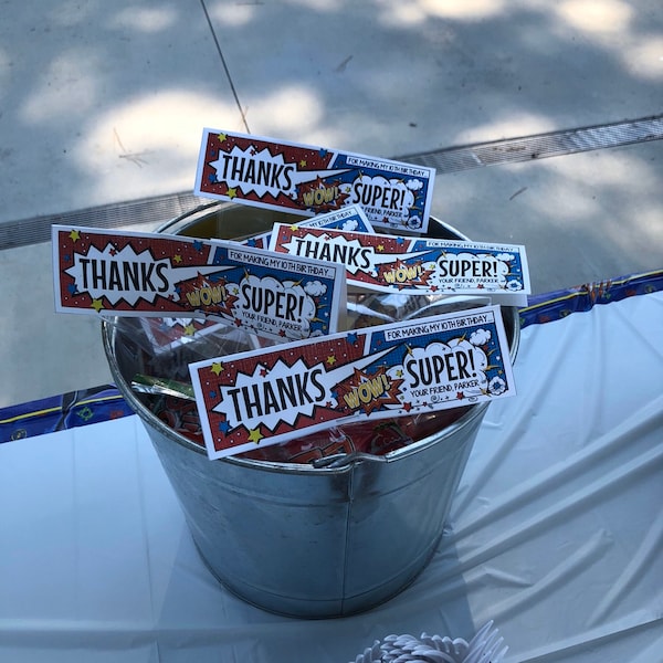 Superhero Treat Bag Topper - Superhero Party, Super Hero Favor Bag ...