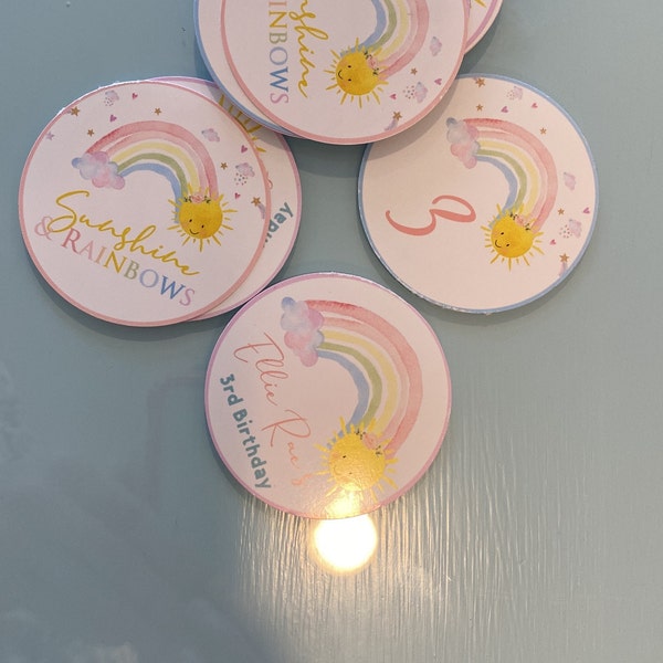 Sunshine Rainbows Cupcake Toppers, Sunshine and Rainbows Birthday Party ...