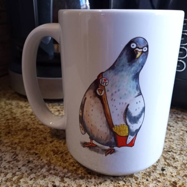 Funny Pigeon Mug, New York City Pigeon Art, City Pigeon Mug, Cute Bird ...