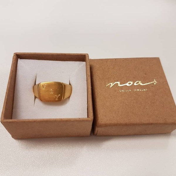 Personalized,engraved Classic Signet Ring, Unisex Square Signet Ring ...