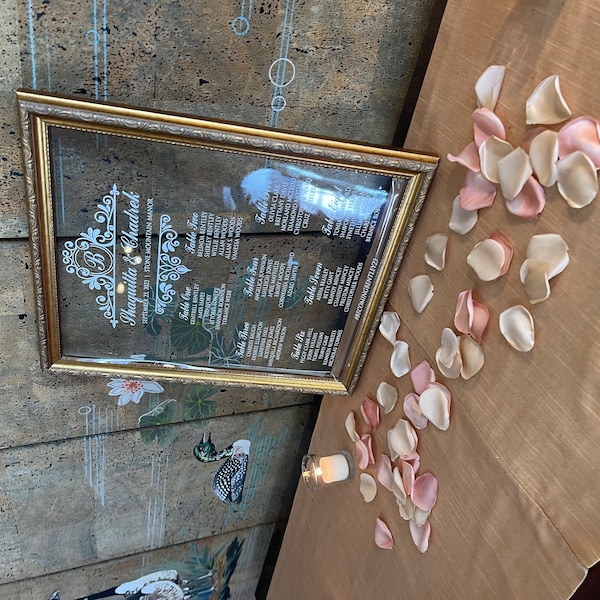 Scroll Wedding Mirror Seating Chart Static Cling Decal - Etsy