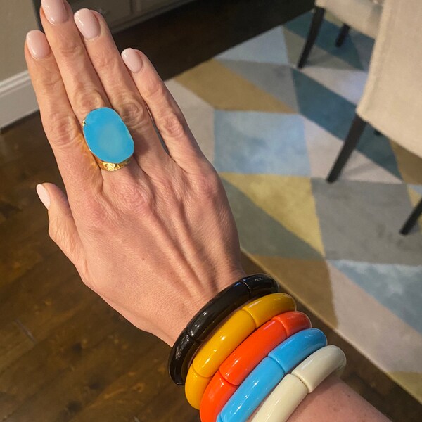 Acrylic Tube Bracelet | Colorful Acrylic Bracelet Stack | Summer ...