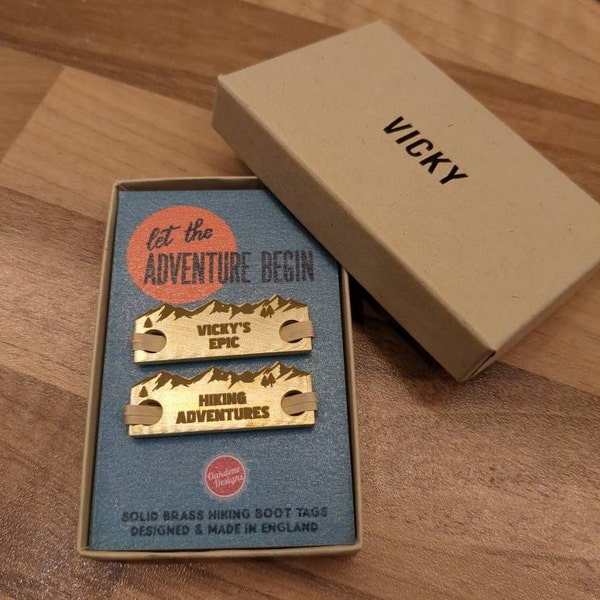Personalised Solid Brass Hiking Boot Shoe Tags - Custom Outdoor ...