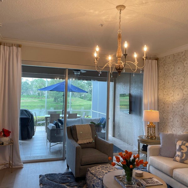 Acrylic Lucite Rectangular Curtain Rod Set- Gold - Includes Drapery ...