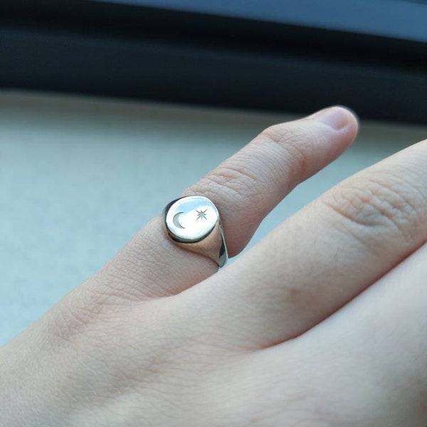 Snake Signet Ring - Small Round Signet Ring With Snake Engraving, Gold ...