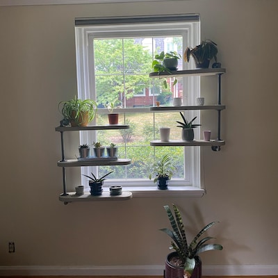 Three Tier Swivel Shelf With Drip Groove for Window or Wall, Industrial ...