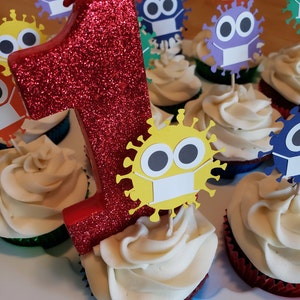 Quarantine Birthday Cupcake Toppers Germ Food Picks Face | Etsy