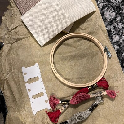 Palestinian Embroidery Cross Stitch DIY Tatreez Kit 5in Hoop With 4 ...