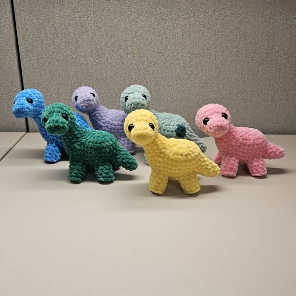 Mini Brontosaurus Crochet Pattern – Low Sew Dinosaur Amigurumi PDF by ...