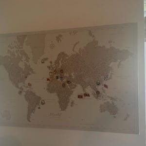 Personalized World Map Push Pin Map Pinboard Cork Canvas Print Gift for ...