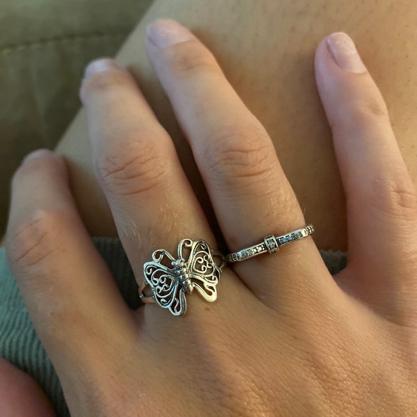 Heart Filigree Butterfly Ring Statement Ring Butterfly Ring Solid 925 ...