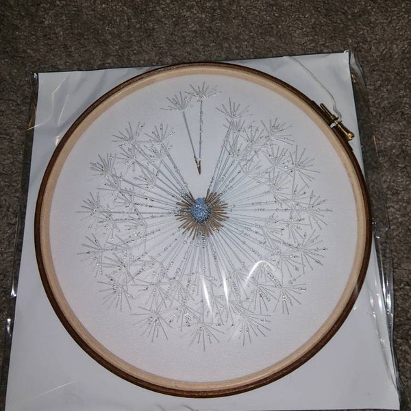 Exquisite Hand Embroidered Dandelion in a Dew on Tulle. Bohemianwall ...