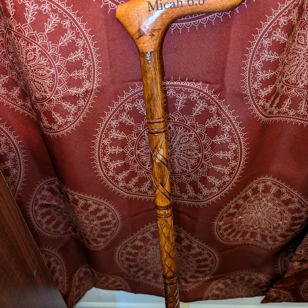 Walking Stick Wooden CANE, Handmade Carving Wooden Walking Stick, Hand ...