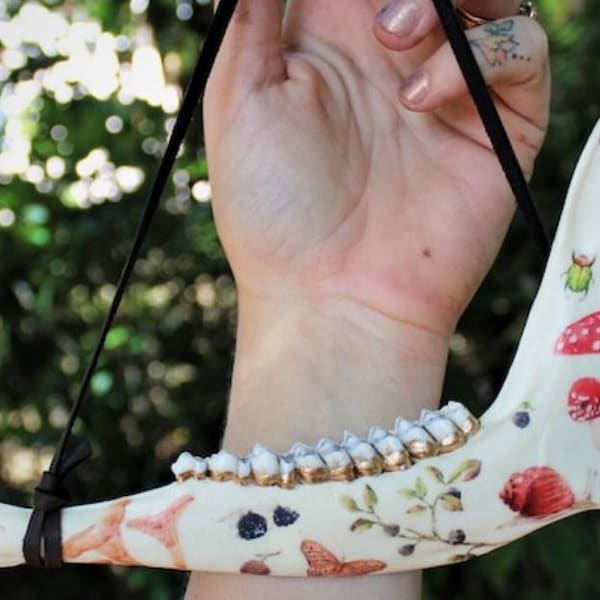 Cottage Core Deer Jawbone Wall Hanging Decor Real Bone Painted Skull ...