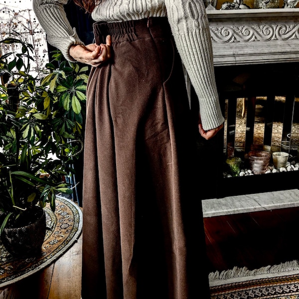 Beige Long Wool Skirt, A-line Maxi Wool Skirt, Wool Skirt Women, High ...