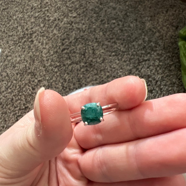 Emerald Double Band Ring, Raw Emerald Double Band Ring, Gold Raw ...